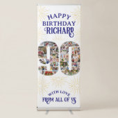 90th Birthday Number with 90 Photos Welcome Retractable Banner | Zazzle
