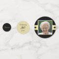 90th Birthday Party confetti with Photo in Black | Zazzle