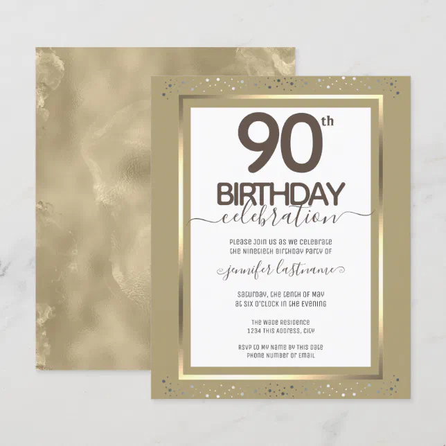 90th Birthday Party Gold Paper Sheet | Zazzle