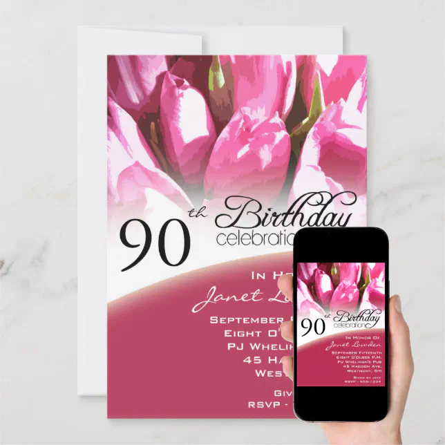 90th Birthday Party Invitations | Zazzle