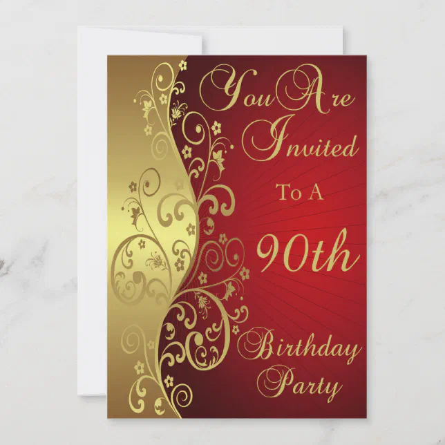 90th Birthday Party Personalized Invitation | Zazzle