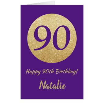 90th Birthday Purple and Gold Extra Large Jumbo Card | Zazzle