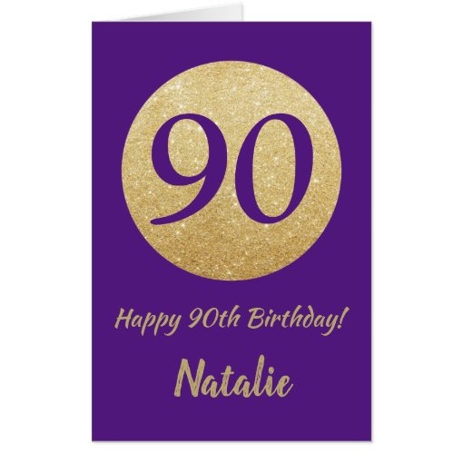 90th Birthday Purple and Gold Extra Large Jumbo Card | Zazzle