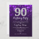 90th Birthday - Purple Silver Invitation | Zazzle