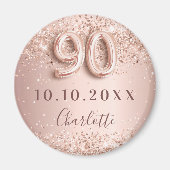 90th birthday rose gold blush save the date magnet | Zazzle