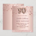 90th birthday rose gold stars budget invitation | Zazzle