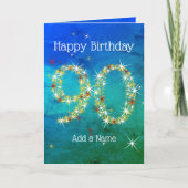 90th Birthday - Star Numbers - Blue Green - Age 90 Card | Zazzle