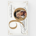 90th Birthday White Gold Elegant Calligraphy Photo Banner | Zazzle