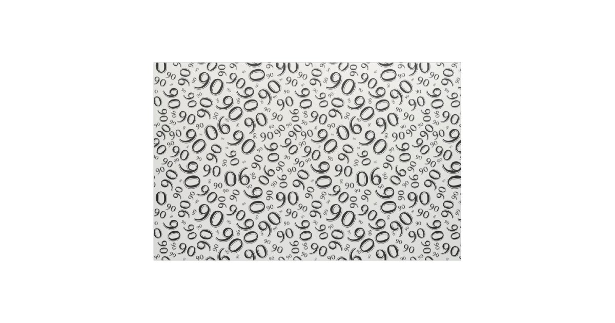 90th Cool Number Pattern Black and White 90 Fabric | Zazzle