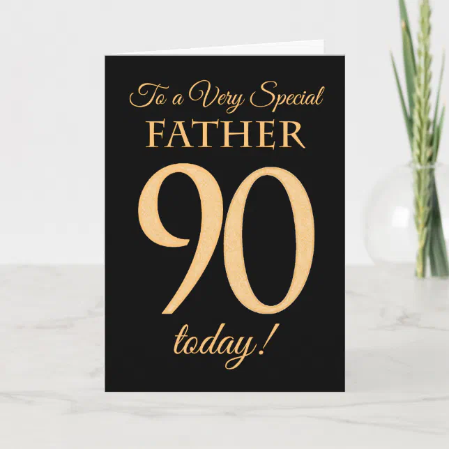 90th Gold-effect on Black, for Father Birthday Card | Zazzle