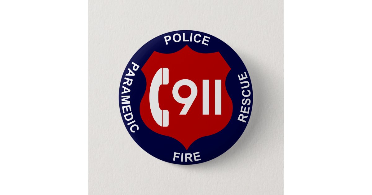 911 Button Police Fire Ambulance | Zazzle