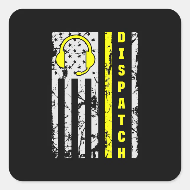 911 Dispatch Operator Thin Gold Line Dispatcher Square Sticker | Zazzle