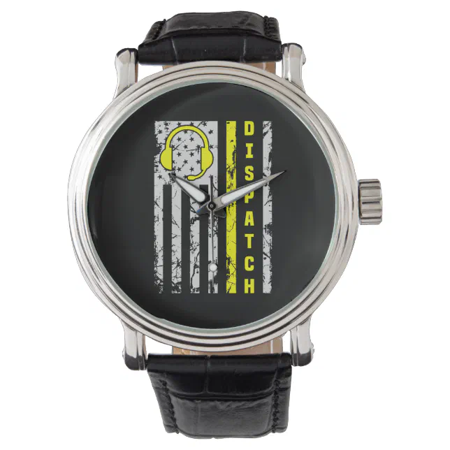 911 Dispatch Operator Thin Gold Line Dispatcher Watch | Zazzle