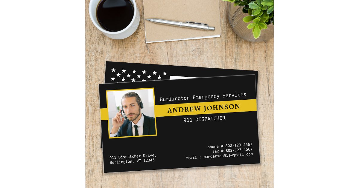 911 Dispatcher Custom Photo Emergency Services Business Card | Zazzle