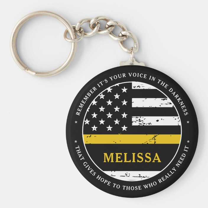 911 Dispatcher Personalized Thin Gold Line Keychain | Zazzle.com