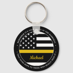 911 Dispatcher Personalized Thin Gold Line Keychain | Zazzle