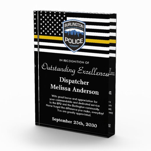 911 Dispatcher Police Emergency Department Logo Acrylic Award | Zazzle