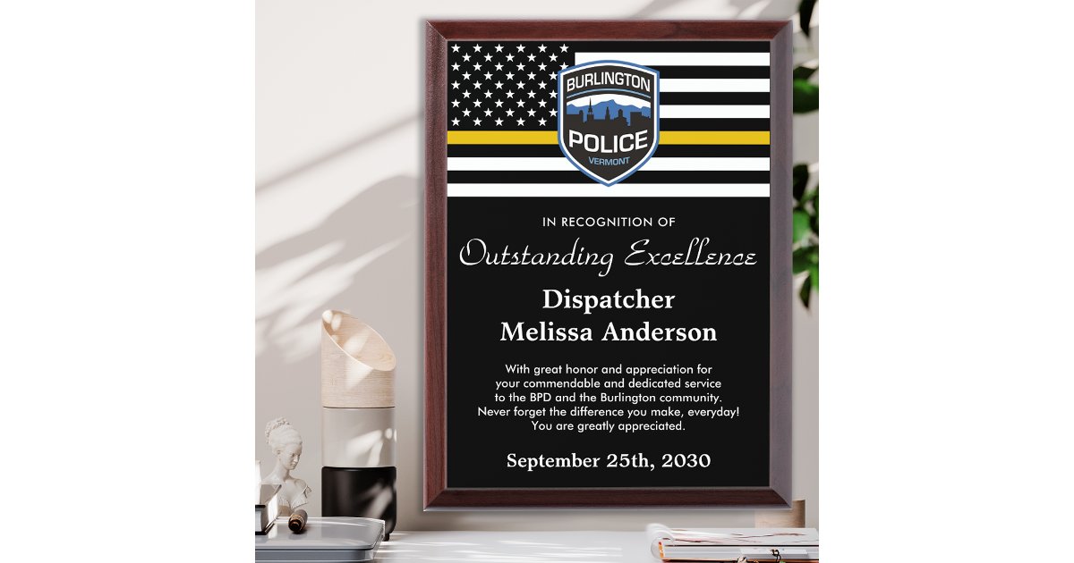 911 Dispatcher Police Emergency Department Logo Award Plaque | Zazzle