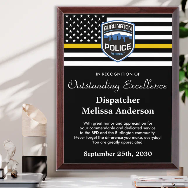 911 Dispatcher Police Emergency Department Logo Award Plaque | Zazzle