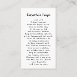 911 Dispatcher Prayer Thin Gold Line Business Card | Zazzle