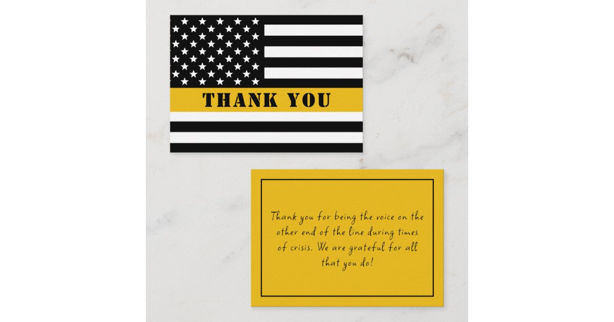 911 Dispatcher Thin Gold Line Flag Appreciation Note Card | Zazzle