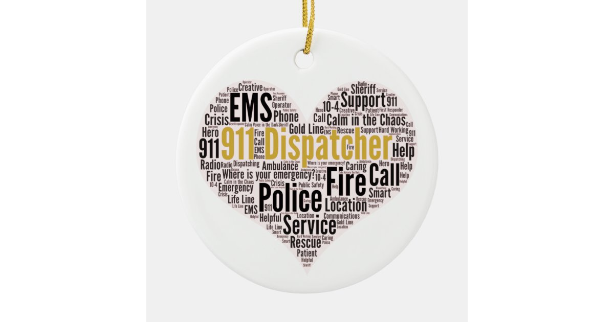 911 Dispatcher Word Cloud Ceramic Ornament | Zazzle