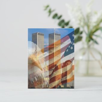 911 eagle flag towers postcard | Zazzle