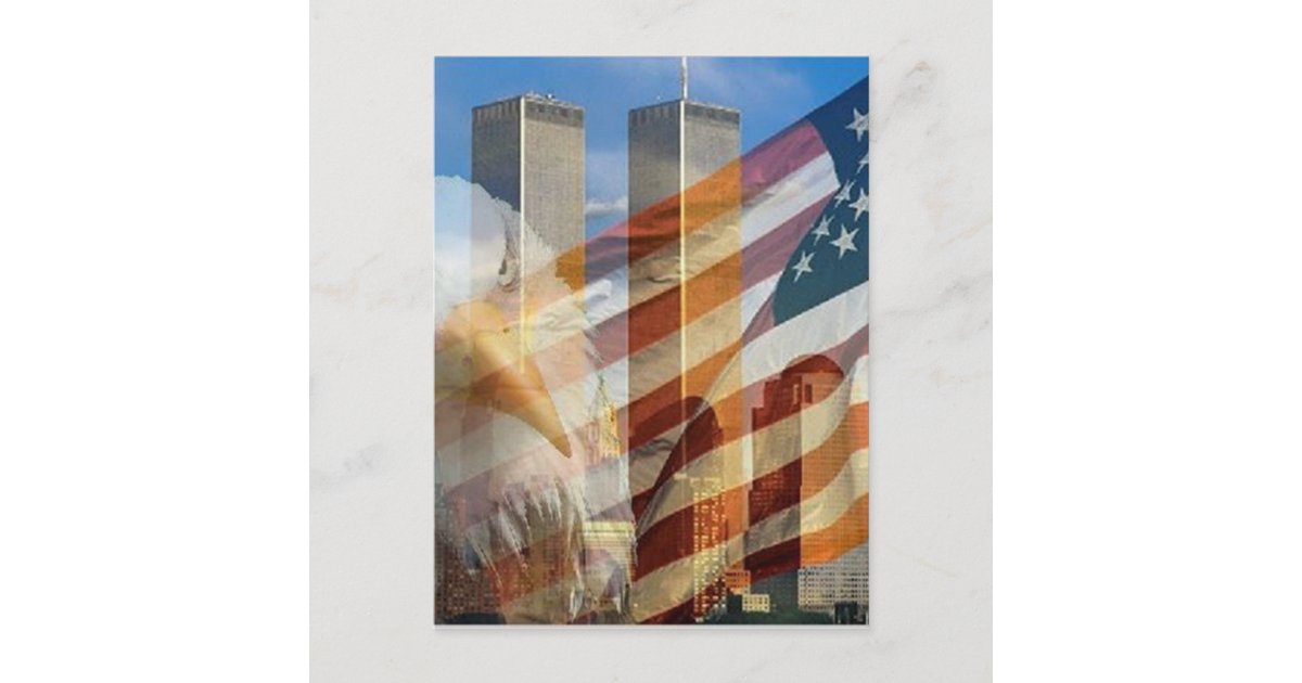 911 eagle flag towers postcard | Zazzle