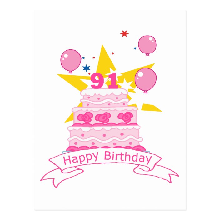 91 Year Old Birthday Cake Postcard | Zazzle.com