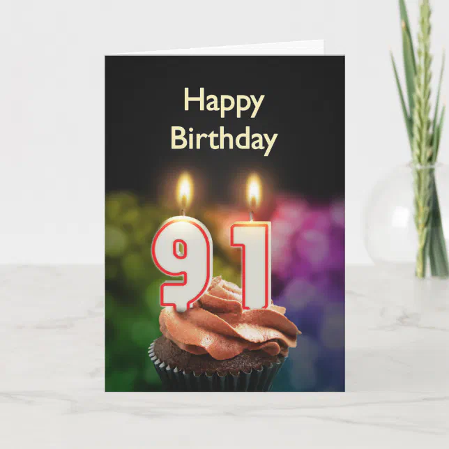91st Birthday card with Candles | Zazzle