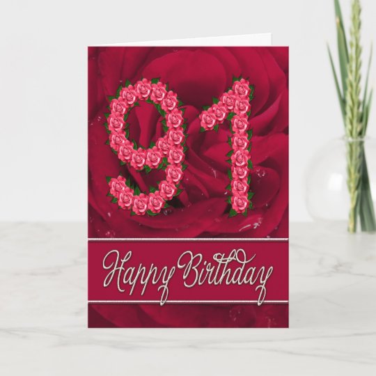 91st birthday card with roses and leaves | Zazzle.com