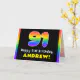 91st Birthday: Colorful Rainbow # 91, Custom Name Card | Zazzle