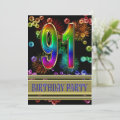 91st Birthday party Invitation with bubbles | Zazzle