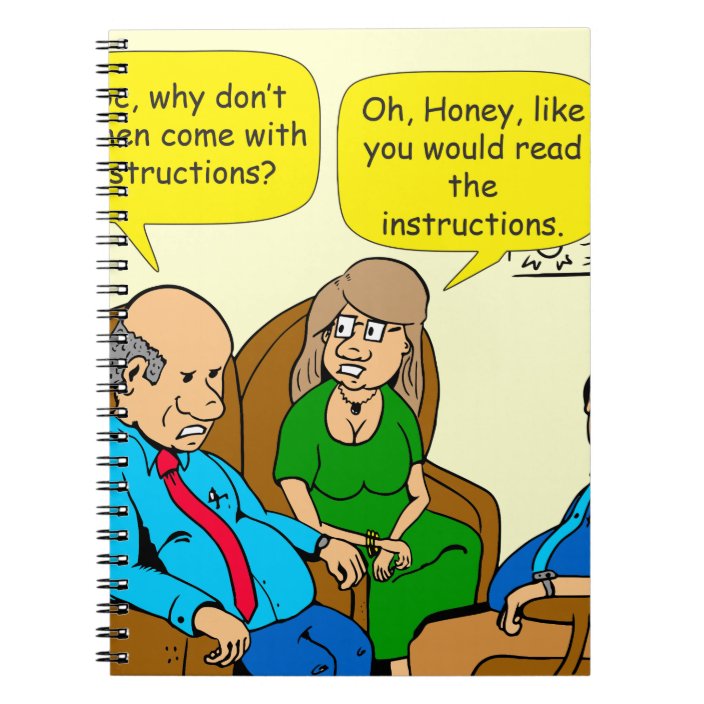 923 read the instructions couples cartoon notebook | Zazzle.com