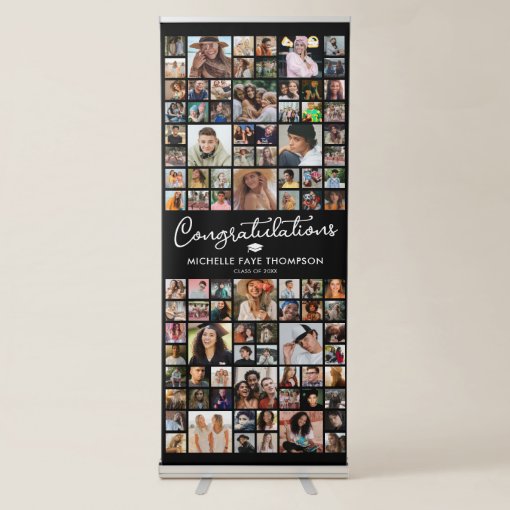 92 Graduation Photo Collage Memory Retractable Banner | Zazzle