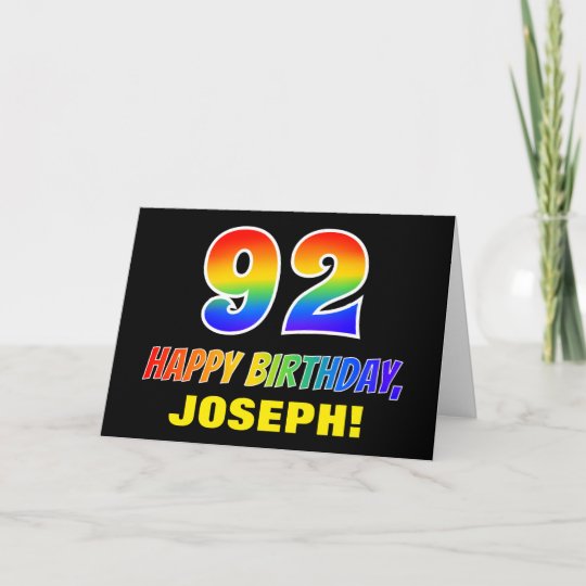 92nd Birthday: Bold, Fun, Simple, Rainbow 92 Card | Zazzle.com