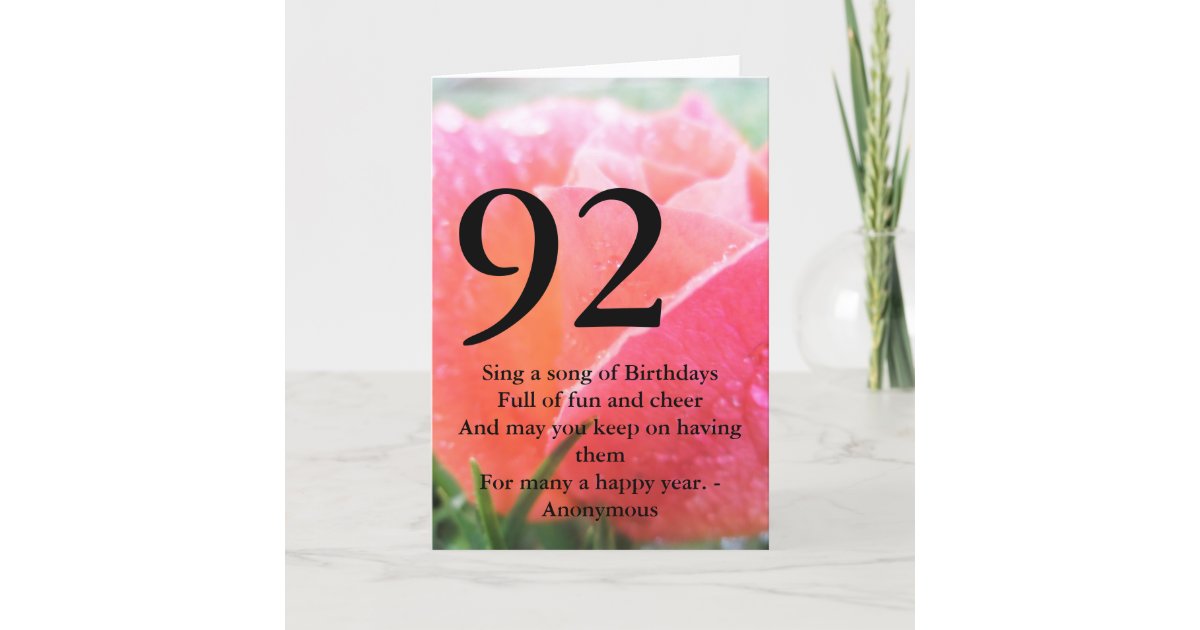 92nd Birthday Card | Zazzle.com
