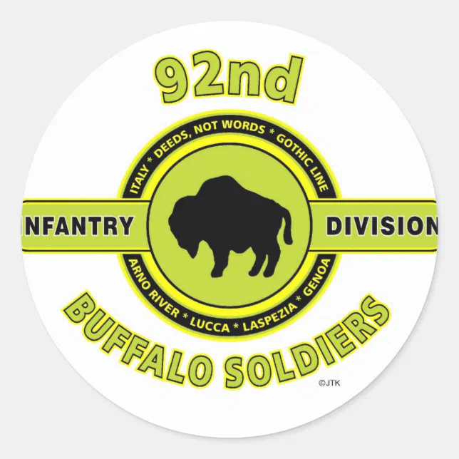 92nd Infantry Division "Buffalo Soldiers" WW II Classic Round Sticker ...