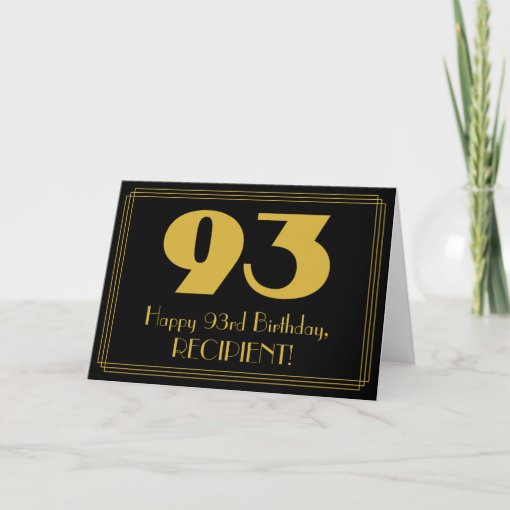 93rd Birthday: Art Deco Inspired Look "93" & Name Card | Zazzle