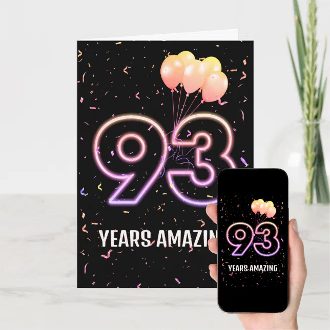 93rd Birthday Balloons and Confetti Card | Zazzle