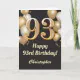 93rd Birthday Black and Gold Balloons Confetti Card | Zazzle