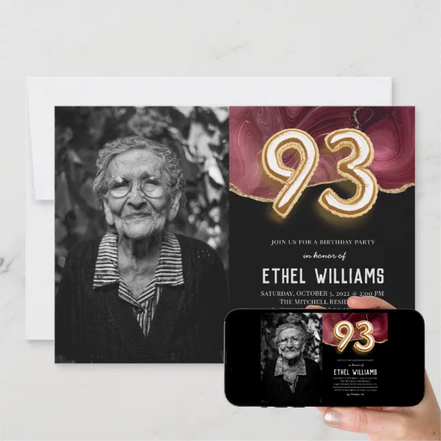 93rd Birthday Party Invitation | Zazzle