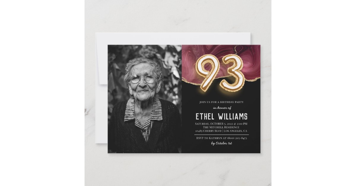 93rd Birthday Party Invitation | Zazzle