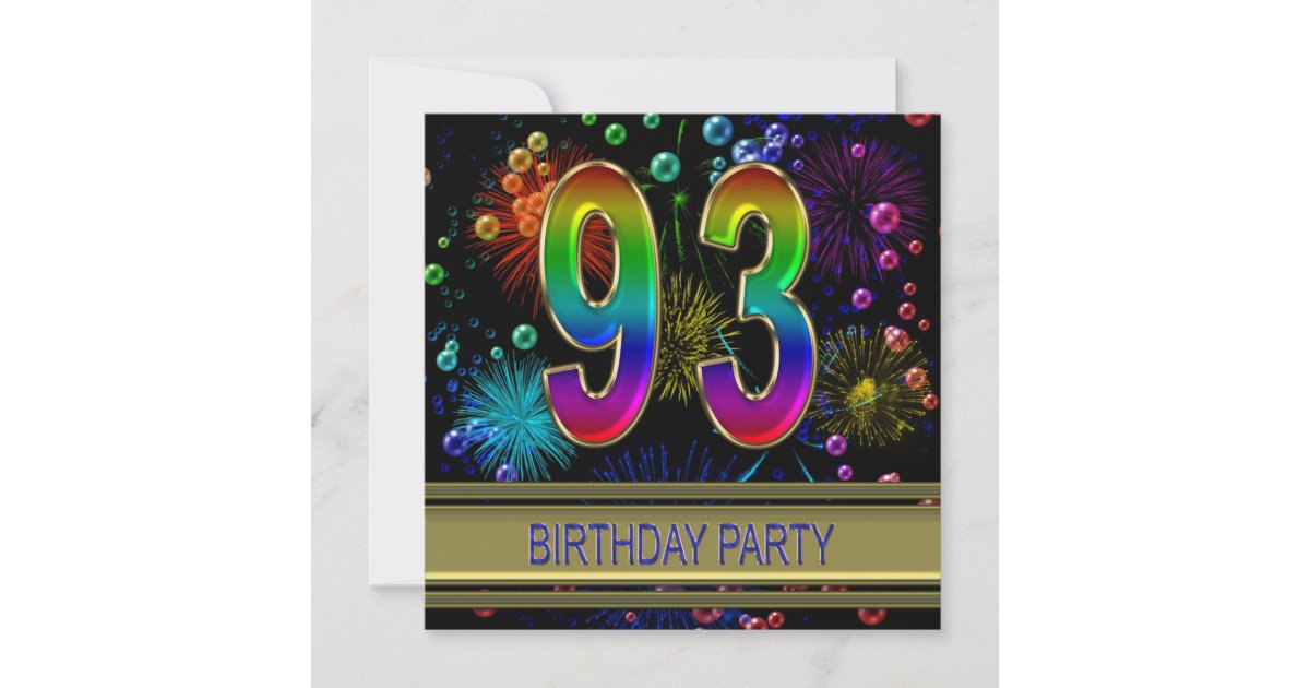 93rd Birthday party Invitation with bubbles | Zazzle