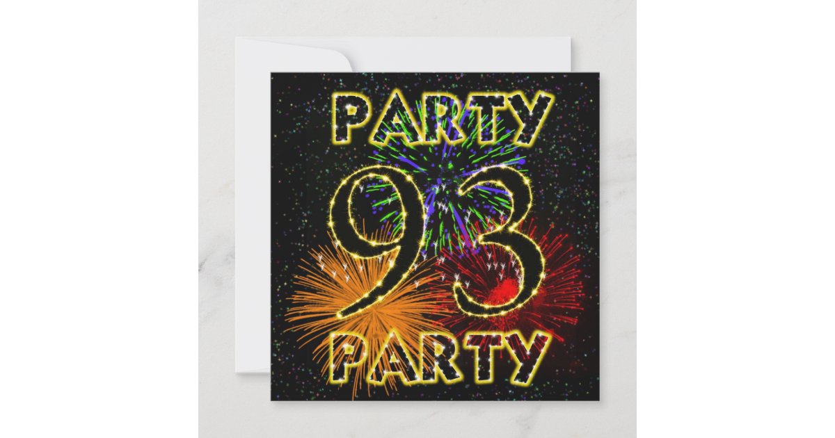 93rd birthday party invitation with fireworks | Zazzle