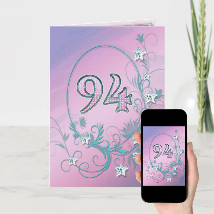 94th Birthday card with diamond stars | Zazzle