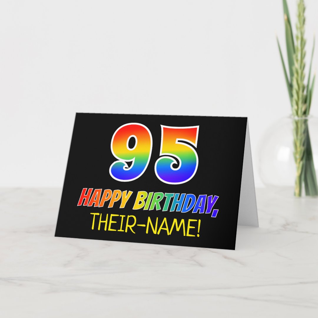 95th Birthday: Bold, Fun, Simple, Rainbow 95 Card | Zazzle