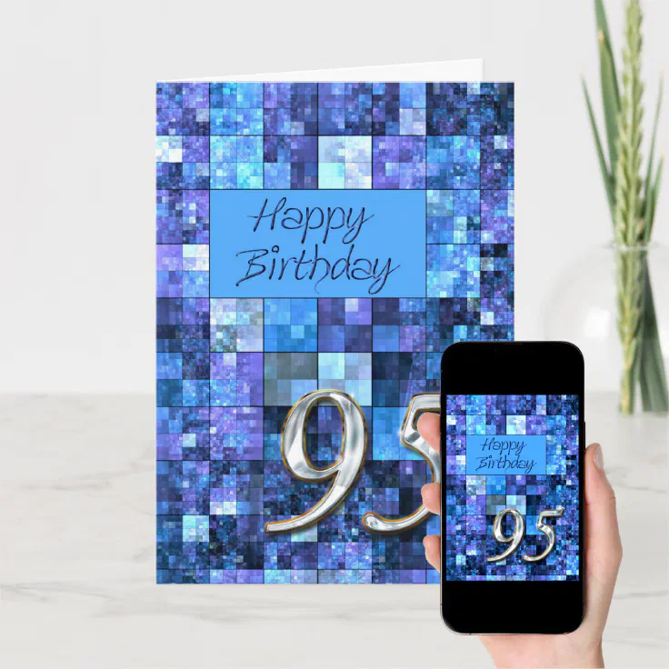 95th Birthday card with abstract squares. | Zazzle
