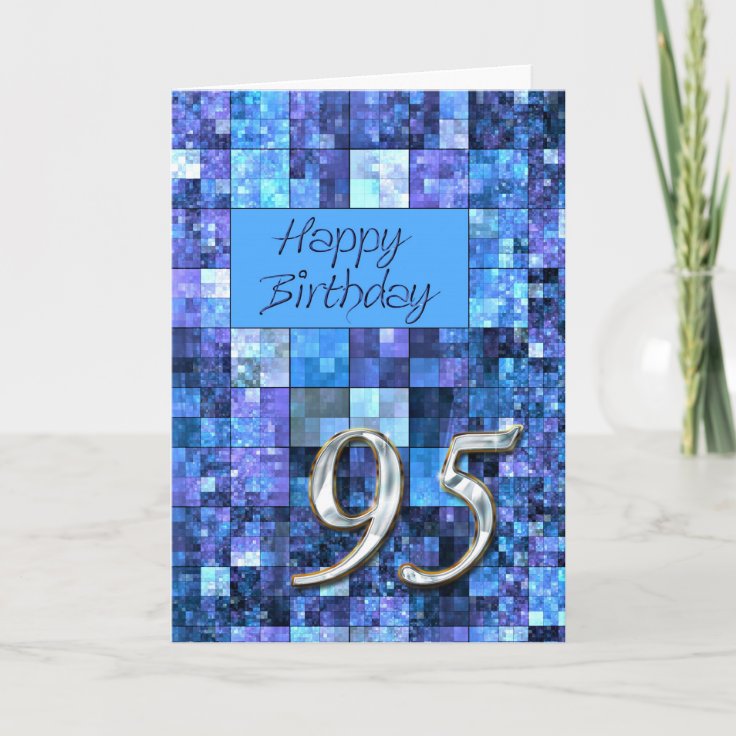 95th Birthday card with abstract squares. | Zazzle