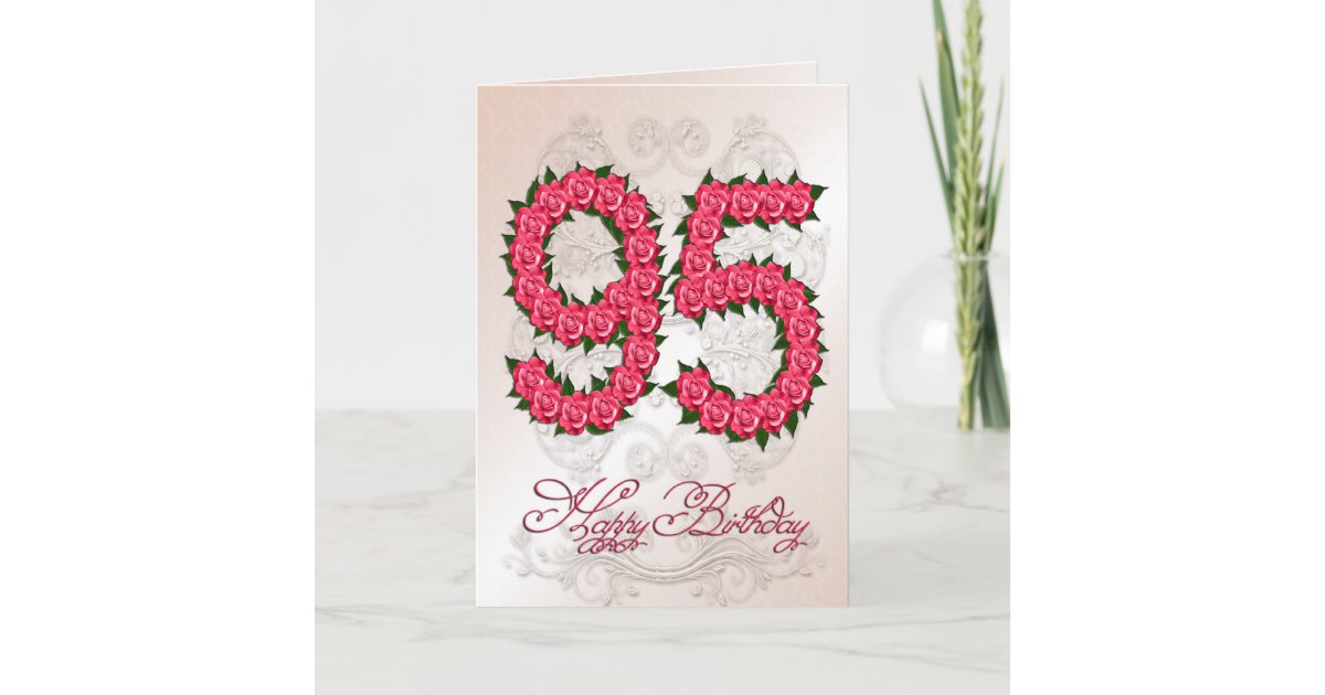 95th birthday card with roses and leaves | Zazzle